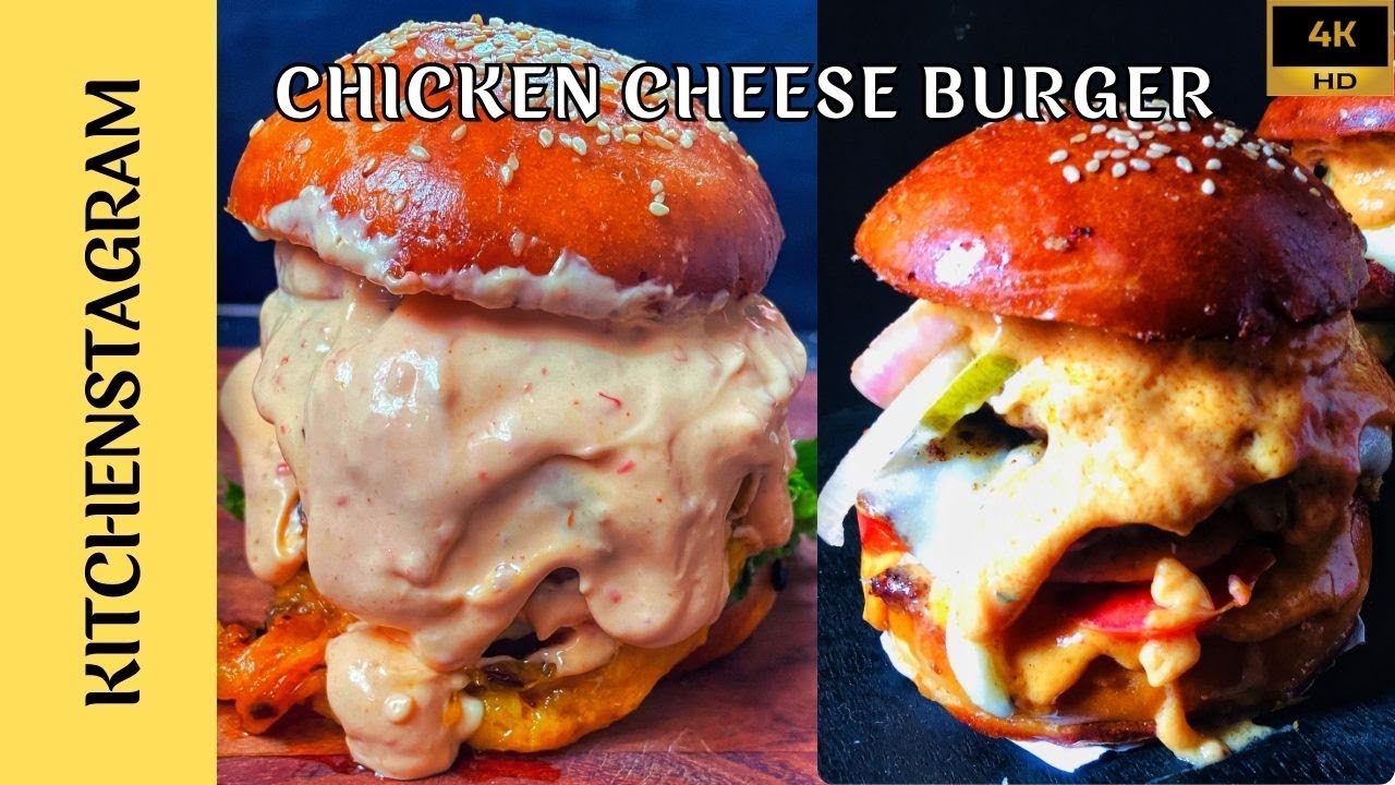 Homemade Juicy Chicken Burgers- From Scratch | Spicy Cheesy Chicken ...