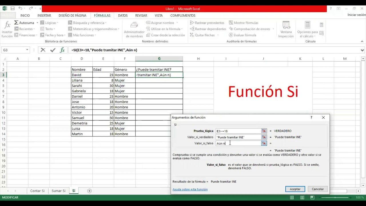 Función SI en Excel - YouTube