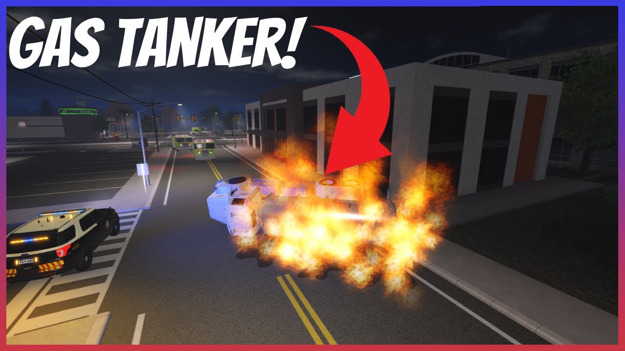 Gas tanker gets into huge car accident! - ERLC Roleplay - YouTube