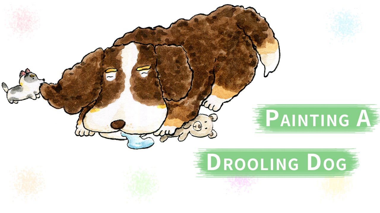 Painting a drooling dog ~ watercolor vlog - YouTube