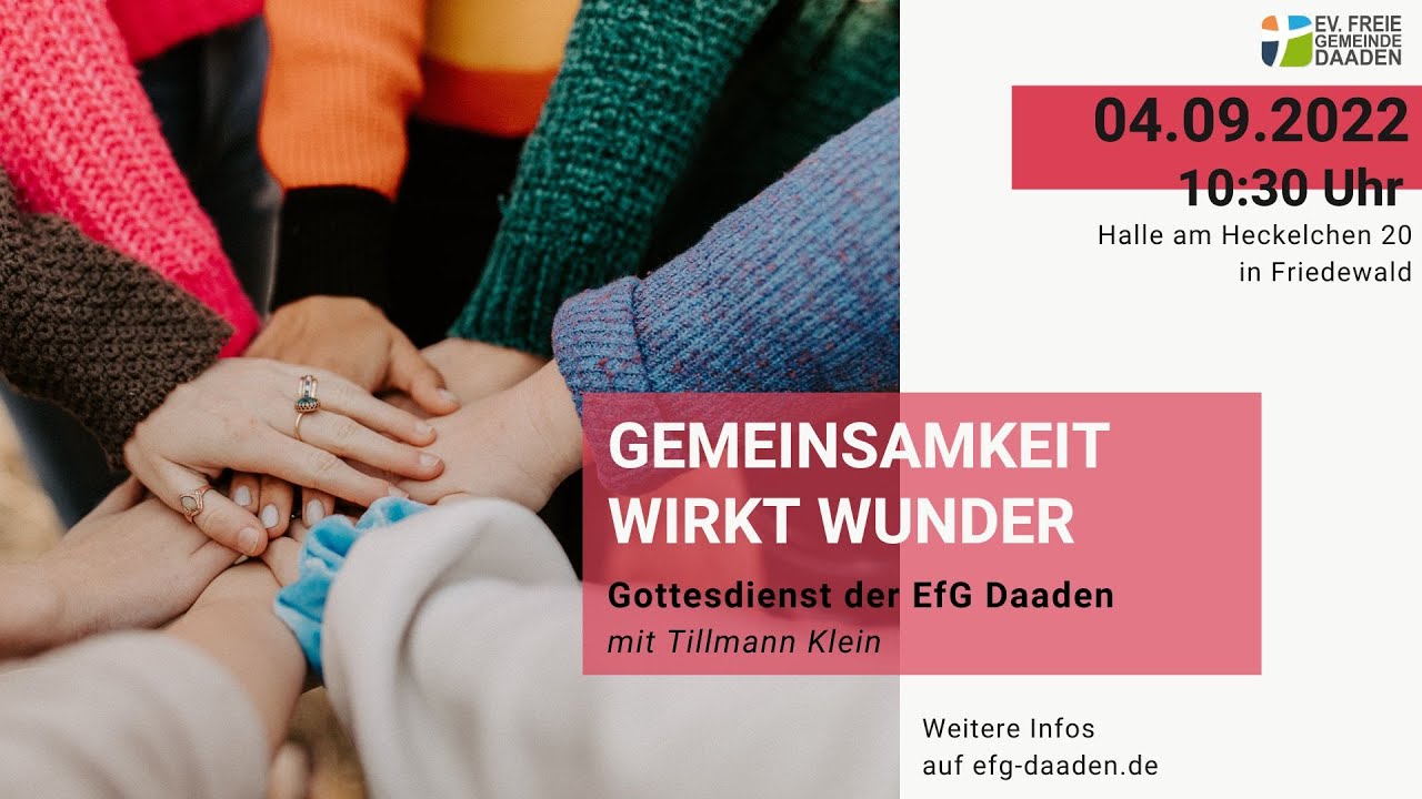 GEMEINSAMKEIT WIRKT WUNDER | Predigt von Tillmann Klein - YouTube