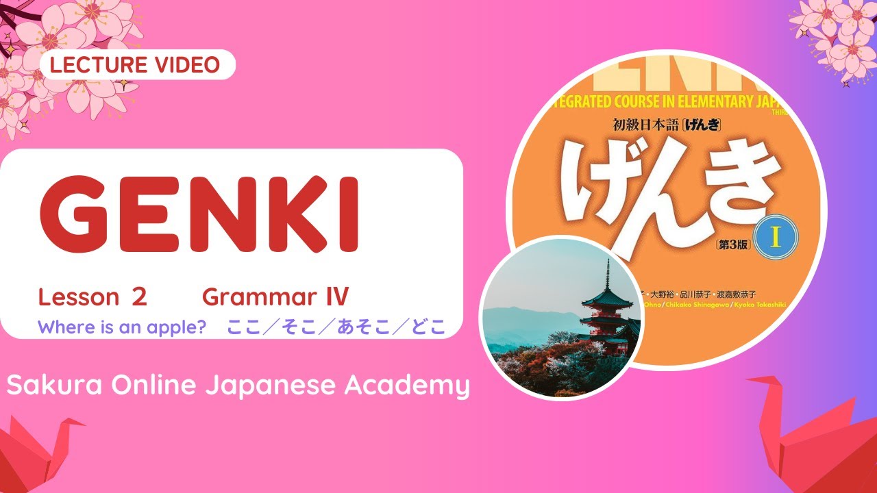【GENKI Lesson2】Grammar Ⅳ Where is an apple? ここ／そこ／あそこ／どこ 【JLPT N5】 - YouTube