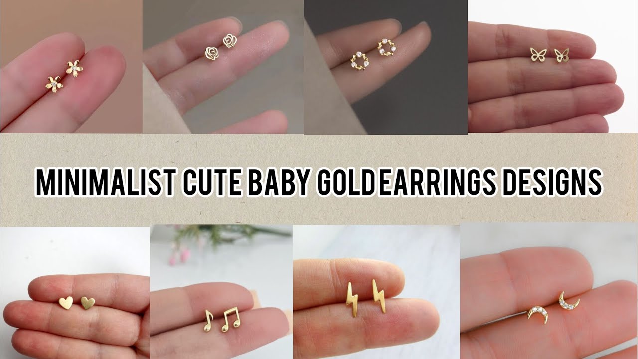 Cute baby gold earrings designs// Latest simple gold earrings designs ...