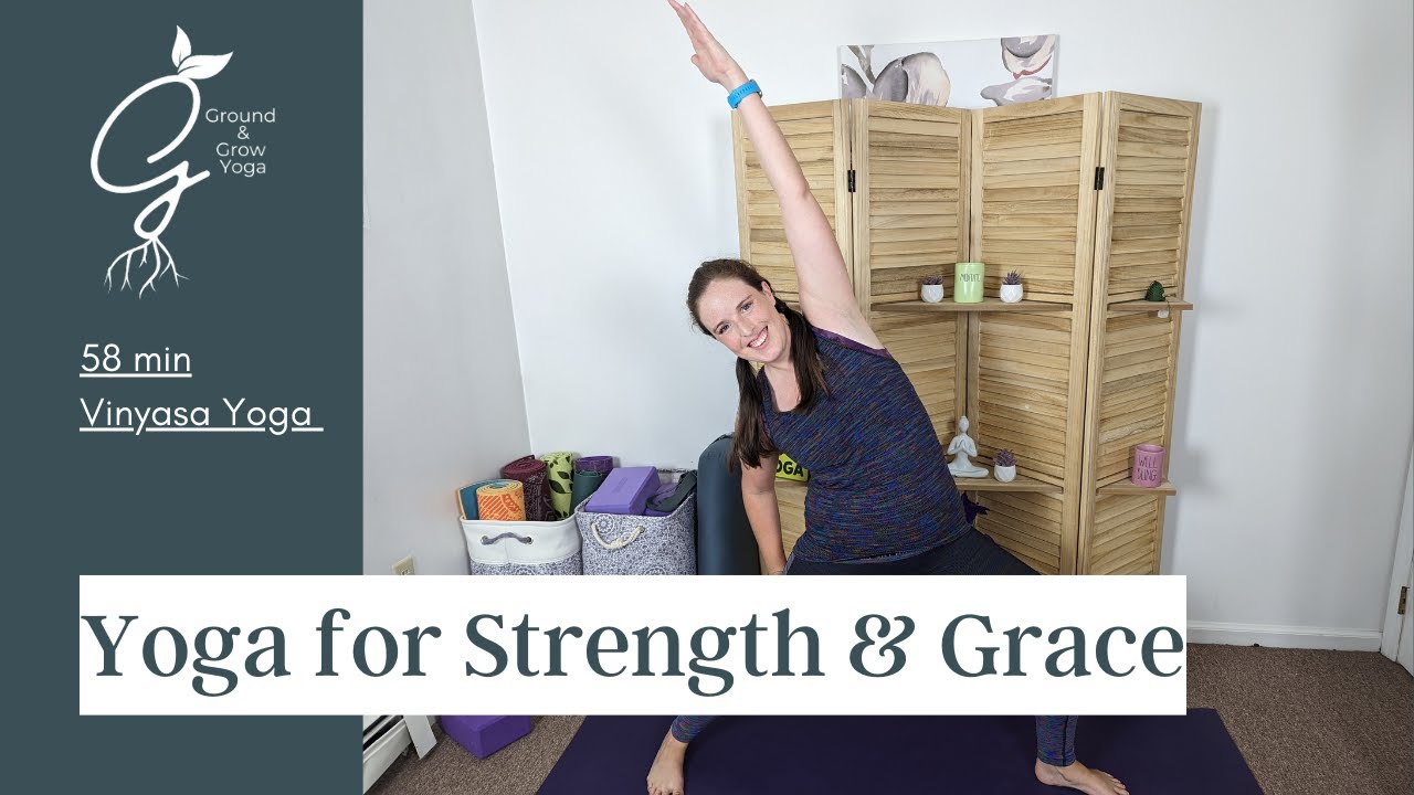 60 Min Yoga for Grace: Strengthen and Lengthen the Muscles - YouTube