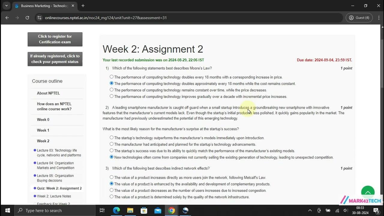 Nptel Business Marketing Technology Focus Week2 Assignment2 Solution August 2024 Youtube