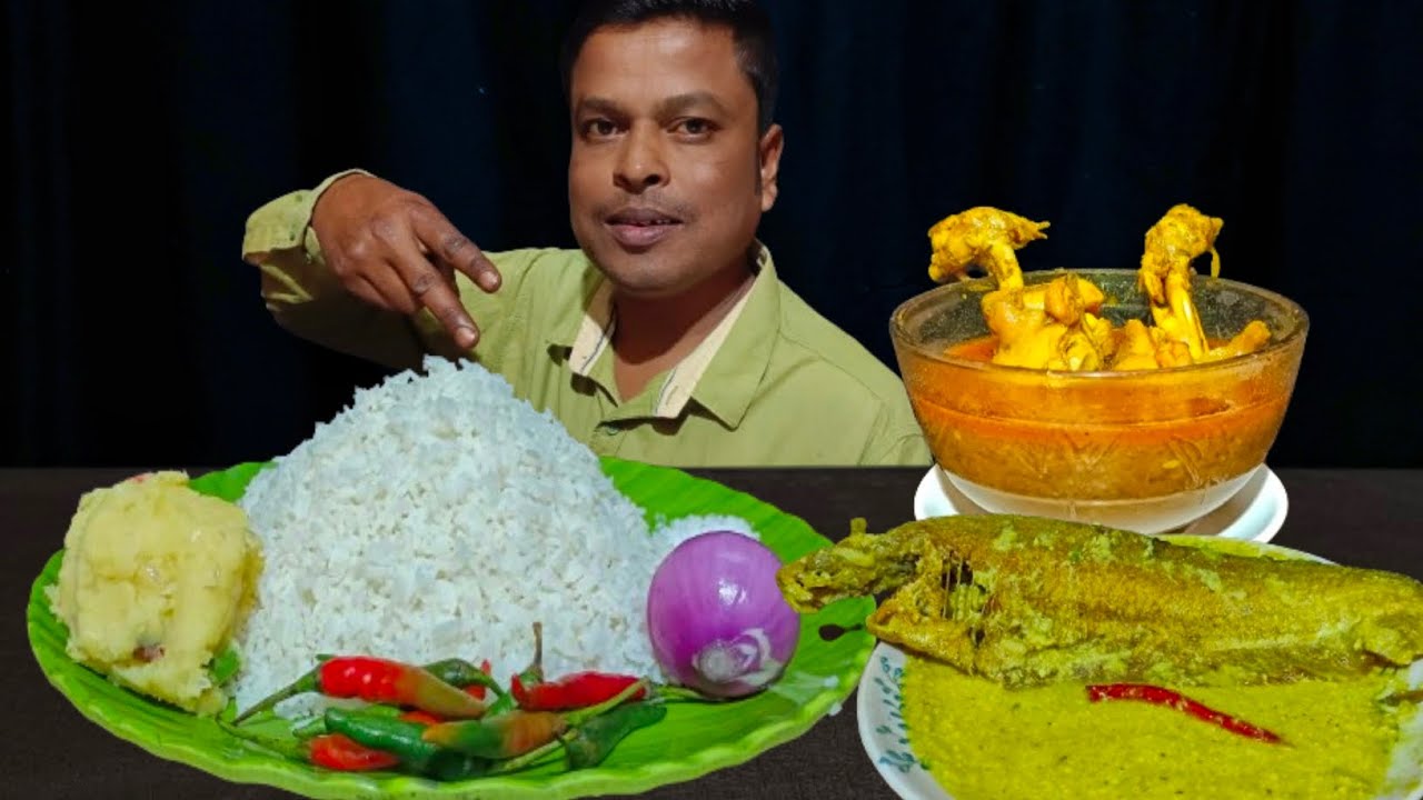 BIGGEST EATING | SORSE FOLI | CHICKEN CURRY | ALU BHATE | SADA BHAT ...