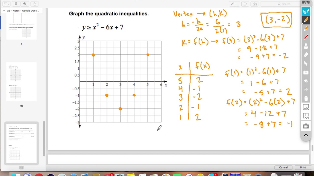 Examples: A8 - Graphing Quadratic Inequalities - YouTube