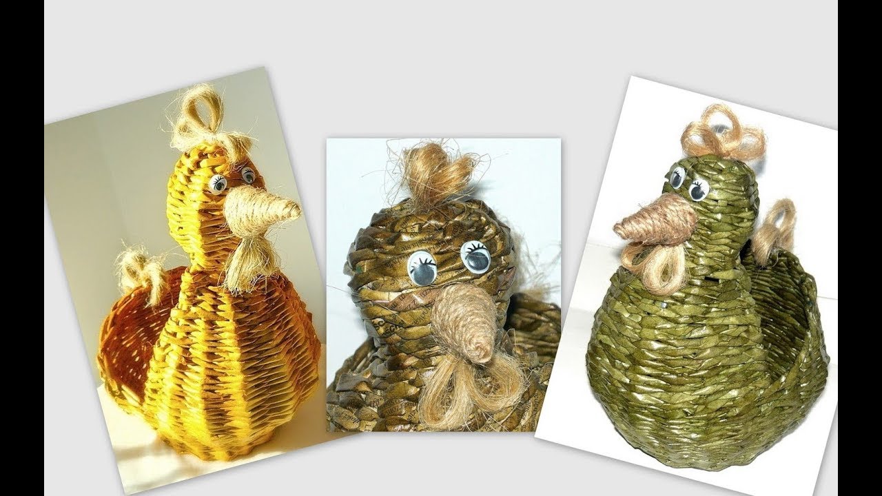 Papierowa wiklina - ozdoby wielkanocne część I - KURA - jak zrobić ...