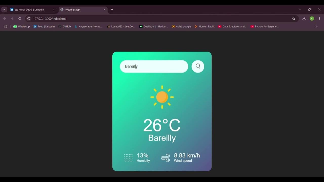 Weather App using HTML, CSS and JavaScript. #shorts #youtubeshorts #coding #webdevelopment - YouTube