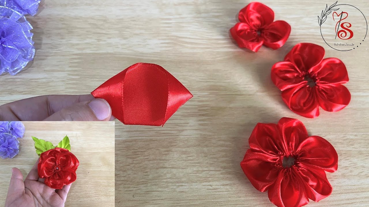 DIY Satin Ribbon Rose Flowers/How to make ribbon rose/DIY:Ribbon ...