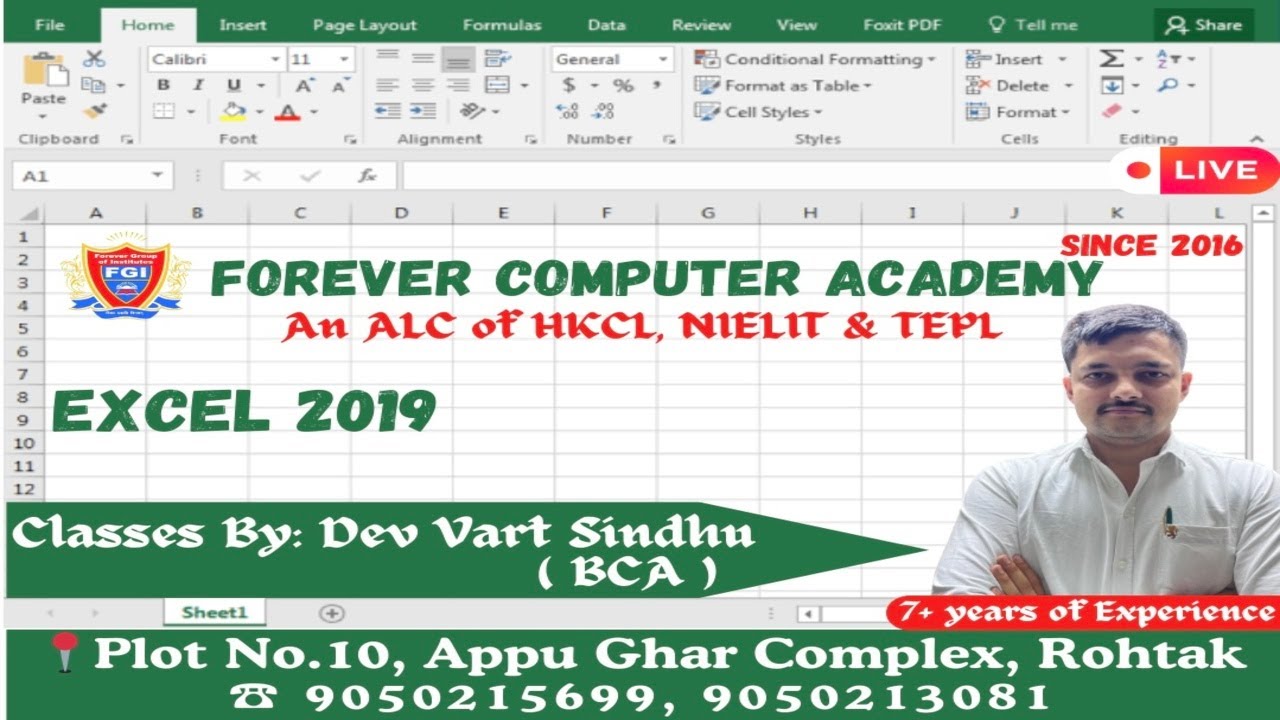 Basic Formulas in Excel 2019 (part-4) Class 13 #hkcl #nielit #fgi - YouTube