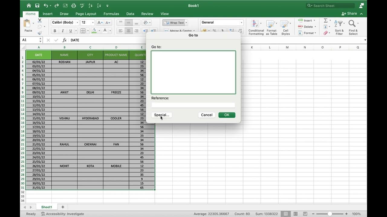 How to fill multiple blank cells in excel - YouTube
