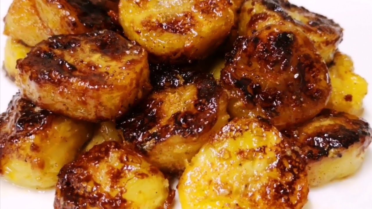 Honey and cinnamon glazed banana pieces #Easydessert - YouTube