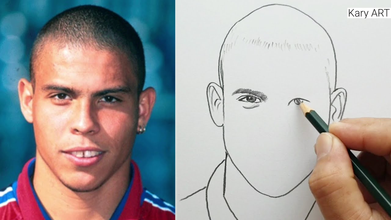 How to draw Ronaldo R9 brazilian || step by step easy drawing portrai ...