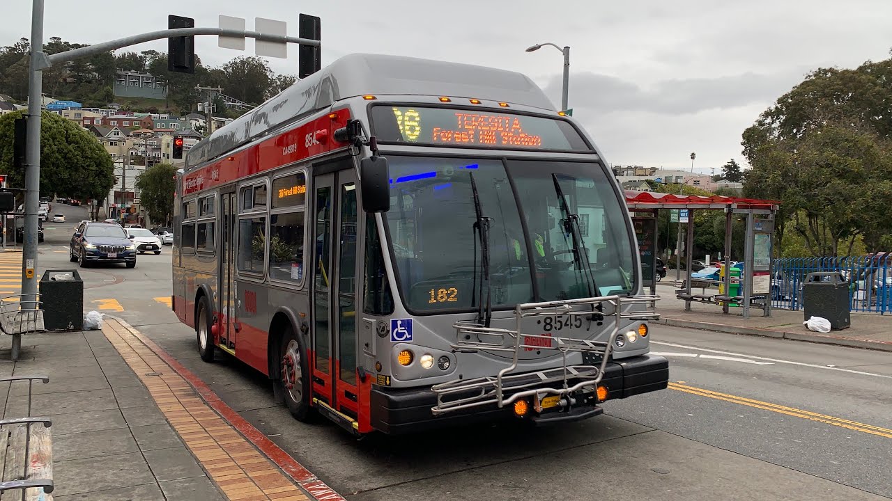SF MUNI 2022 ENC EZ Rider II BRT HEV 30' #8545 on 36 Teresita - YouTube