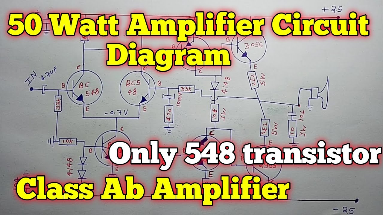 50 Watt Amplifier Circuit Diagram Study - YouTube