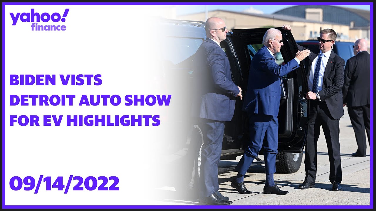 Biden visits Detroit Auto Show for EV push - YouTube