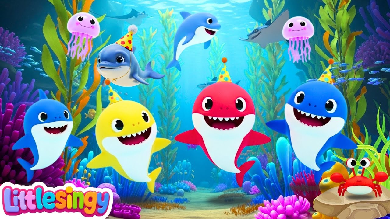 Sharky Party Remix | Baby Shark Song | @LittleSingy English Songs For ...