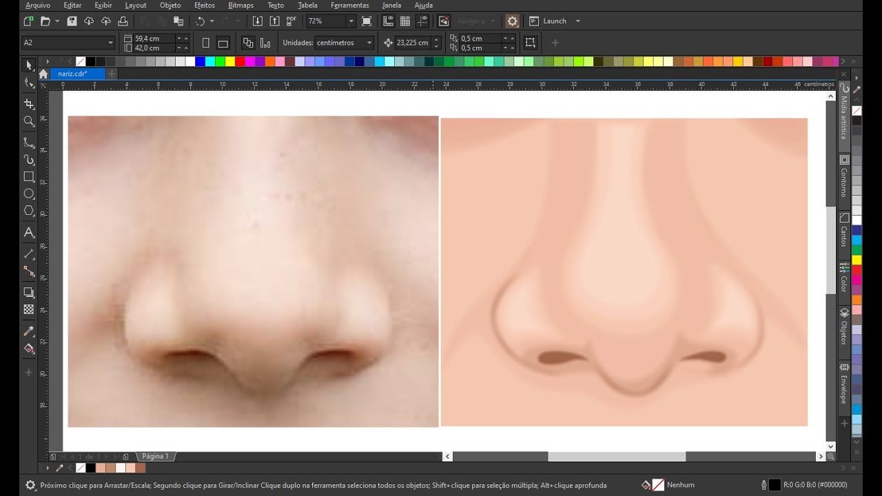 Aula de Ilustração Como Desenhar Nariz Corel Draw - YouTube