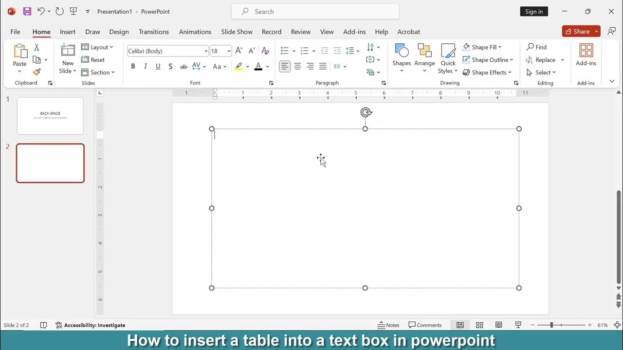 How to insert a table into a text box in PowerPoint - YouTube
