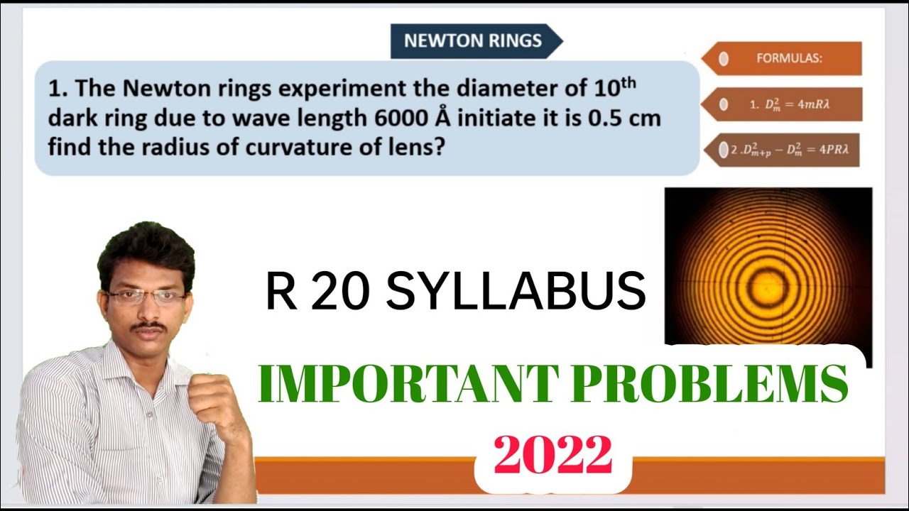 NEWTON'S RINGS PROBLEMS SOLUTION // PHYSICS IMPORTANT PROBLEMS - YouTube
