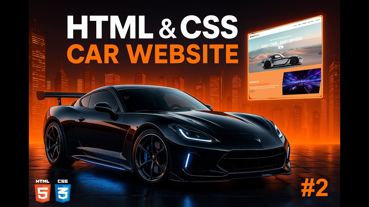 Modern Car Website Design Part 2 | Full CSS Tutorial | Custom Scrollbar, Navbar Home & About ...