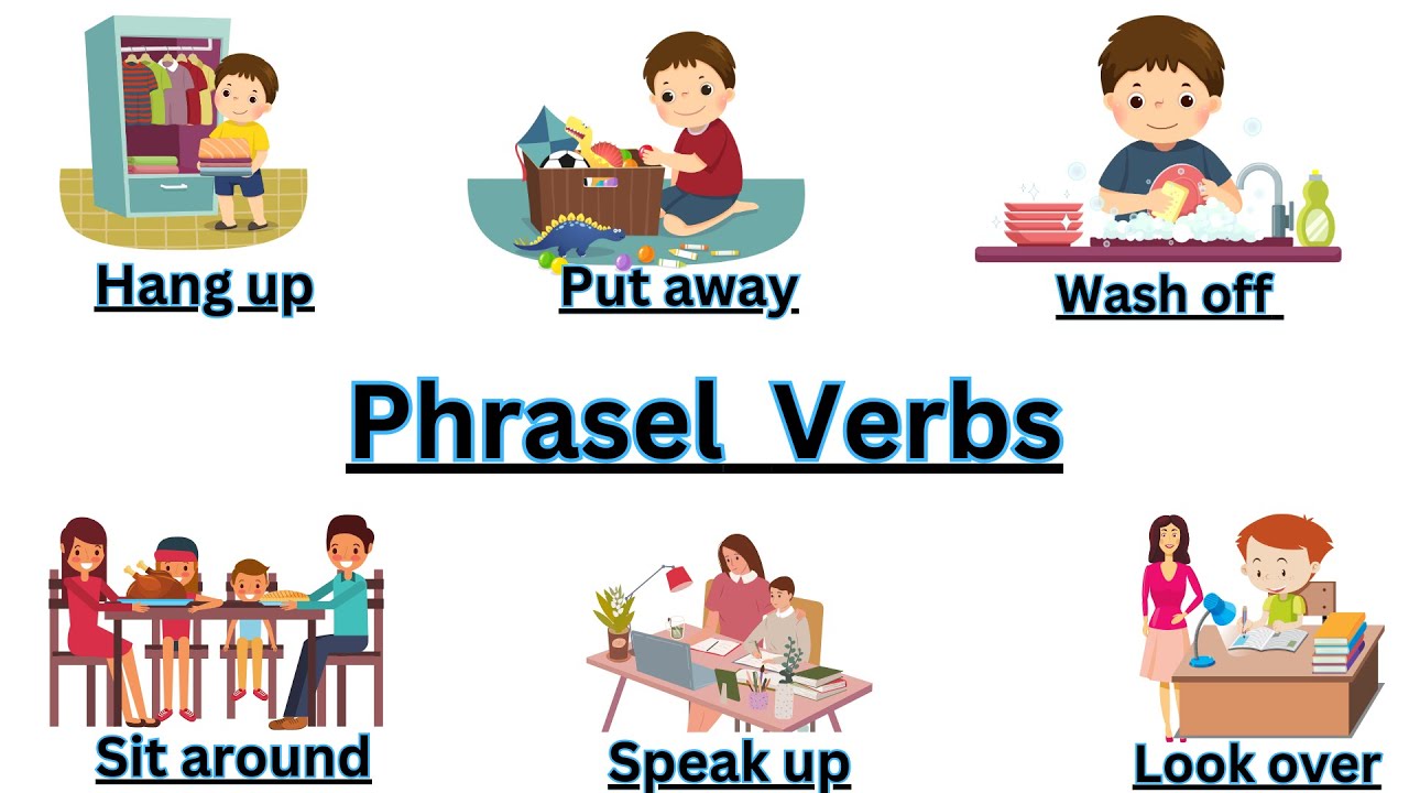 Basic phrasal verbs for kids with Examples | English vocabulary | Easy ...