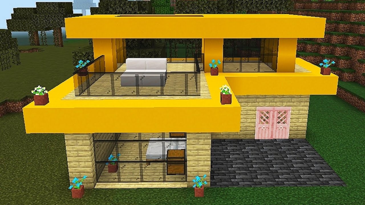 New Modern house in Minecraft ( Tutorial ) - YouTube