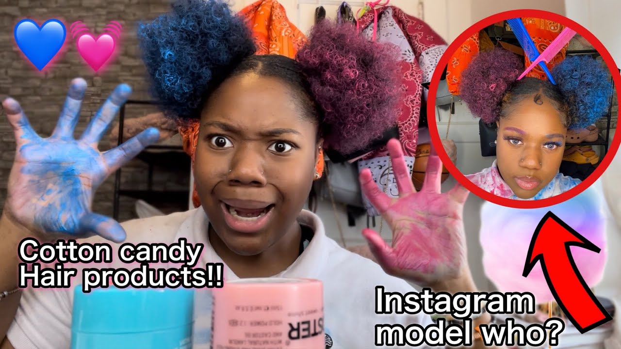 Doing my Natural hair with Cotton Candy Colors |Hair Products! - YouTube