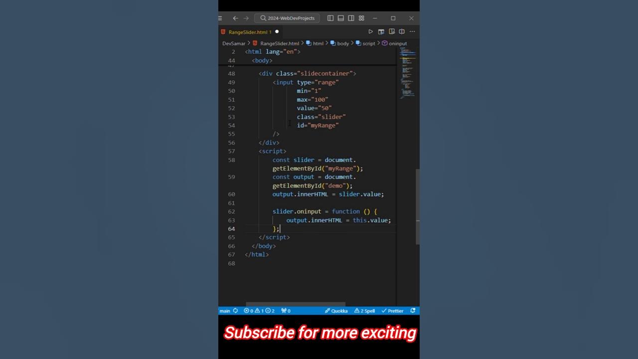 Create A Dynamic Range Slider To Display The Current Value With Javascript Coding Javascript
