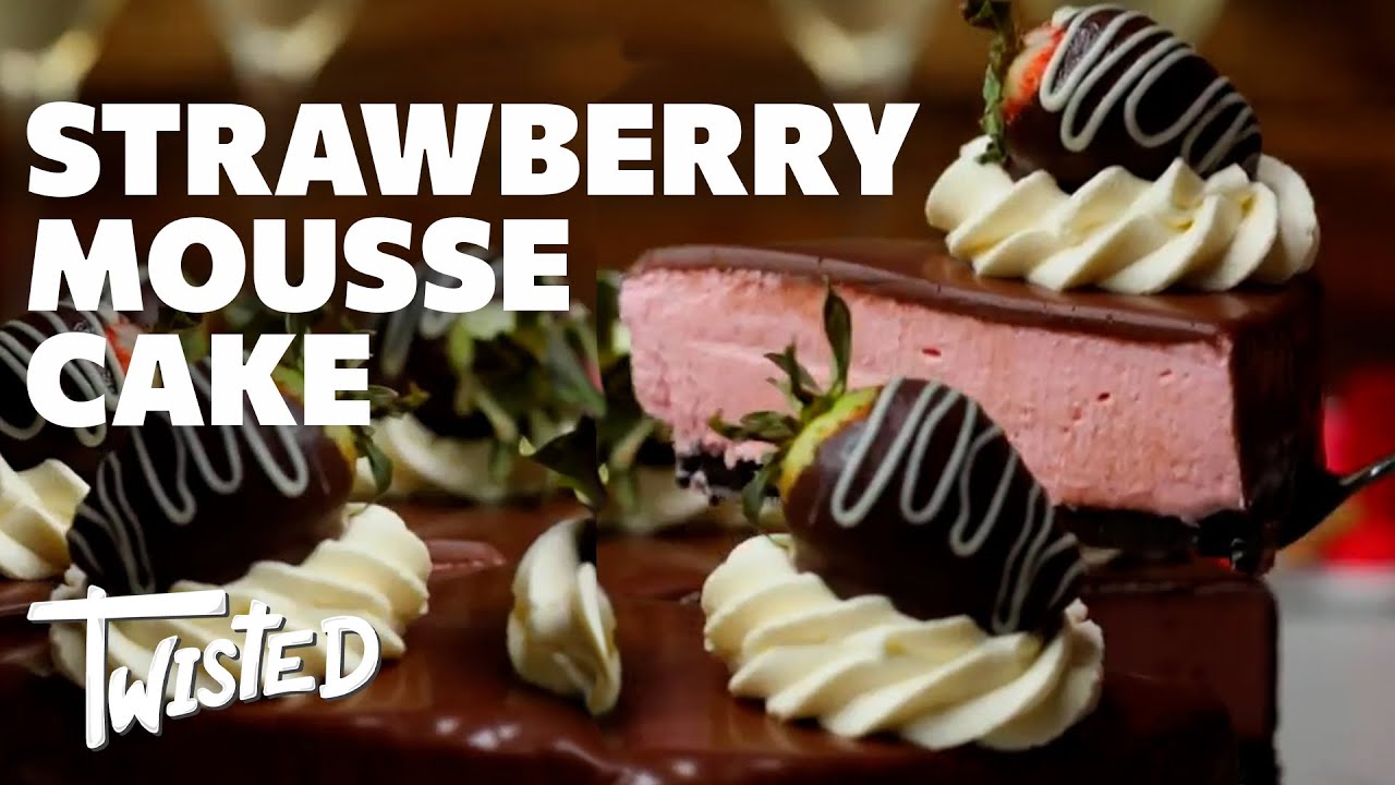 Chocolate Covered Strawberry Mousse Cake | Twisted - YouTube
