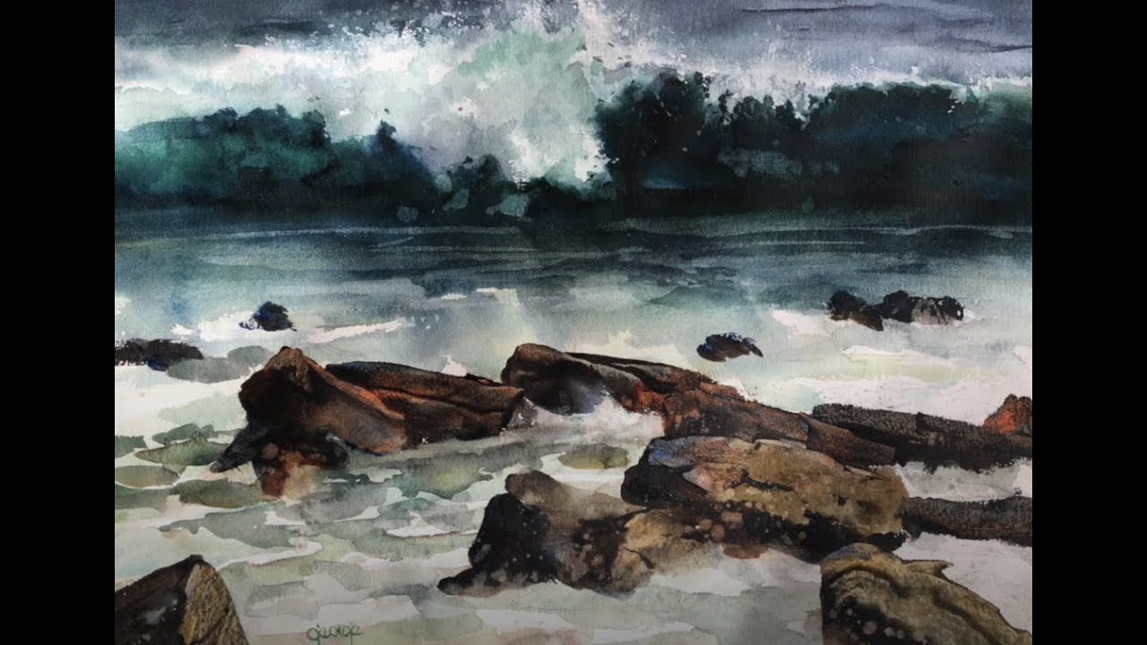Easy Watercolor, Rocks, Rocks and more Rocks, the easy way - YouTube