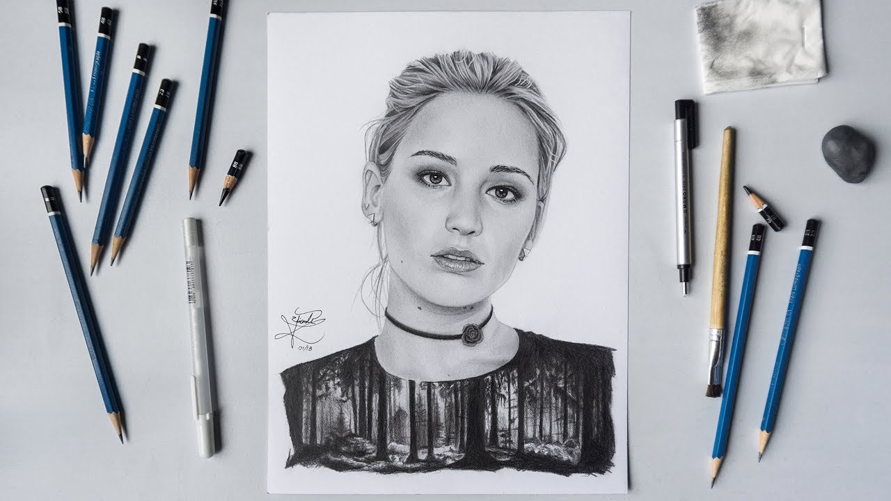 Dibujando a Jennifer Lawrence (speed drawing) - YouTube