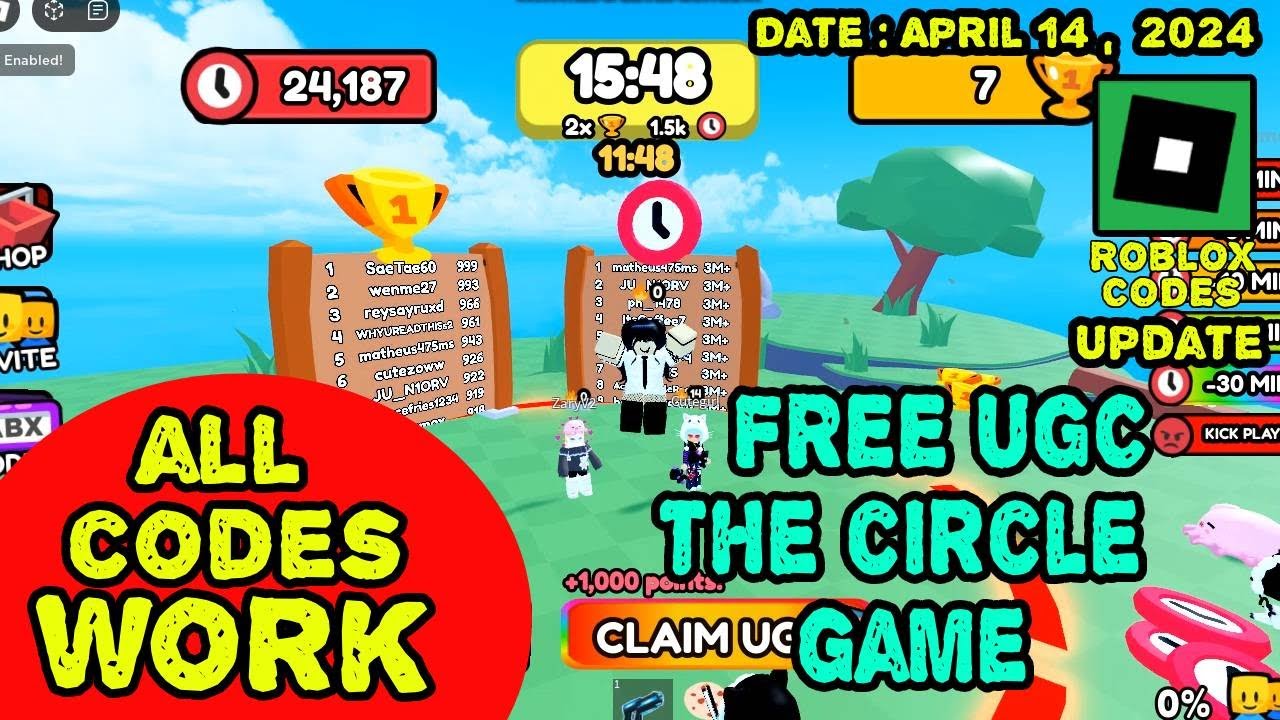All Codes Work The circle game Roblox, April 14, 2024 - YouTube