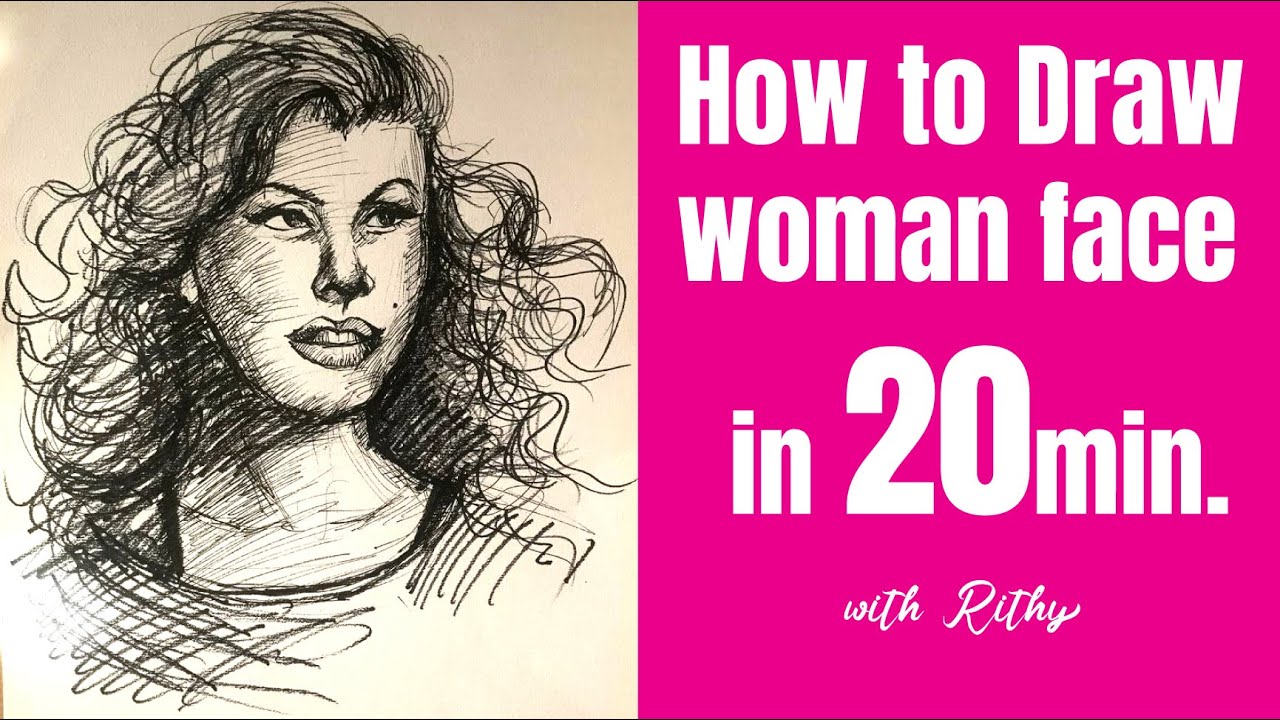 How to draw woman face in 20 min. - YouTube