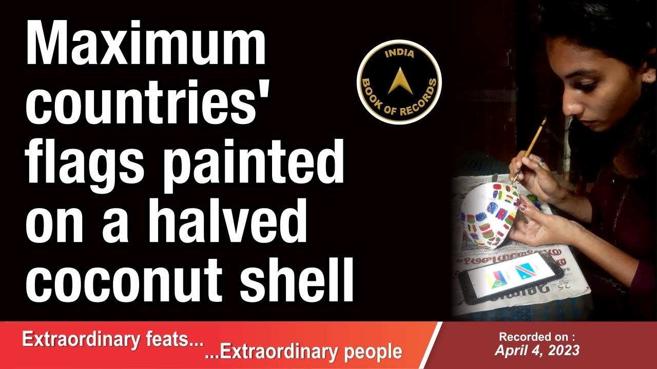 Maximum countries’ flags painted on a halved coconut shell - YouTube