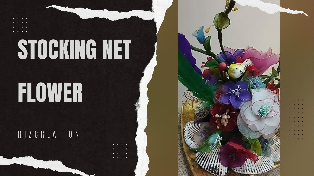 Diy|How to make stocking net flower craft|stocking net say flower ...