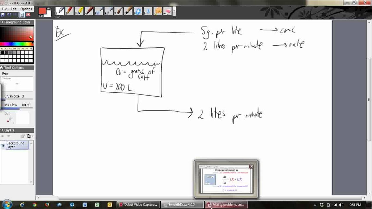 Differential equations - mixing problems - YouTube