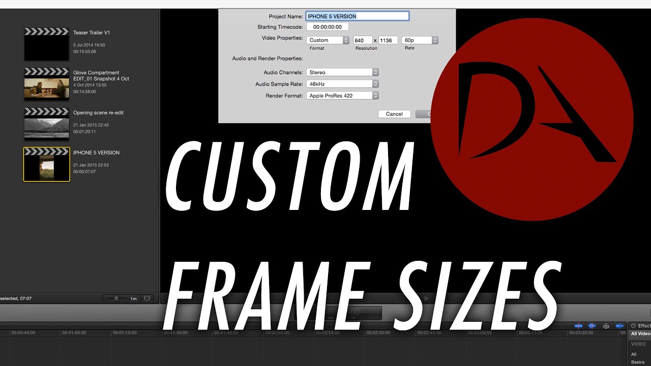 #FCPX Tutorial - Custom Frame Sizes - YouTube