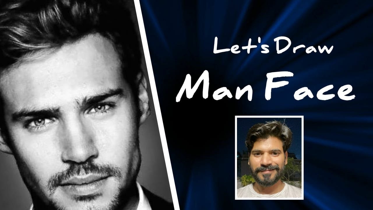 Imagination/memory Drawing of man front Portrait/face with shading ...