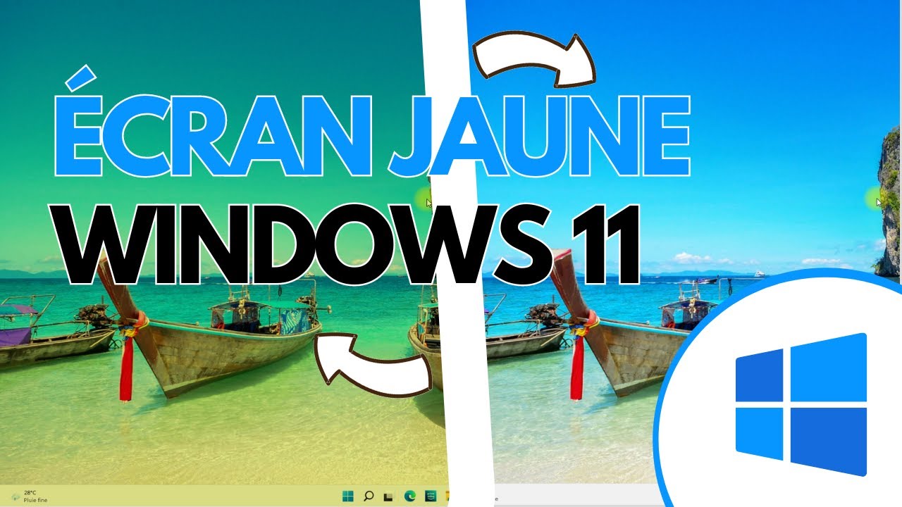 Corriger écran jaune Windows 11 - YouTube