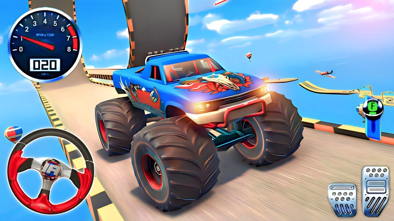 Monster Truck Ramp Stunt Racing 3D - Real Monster Truck Mega Ramp ...