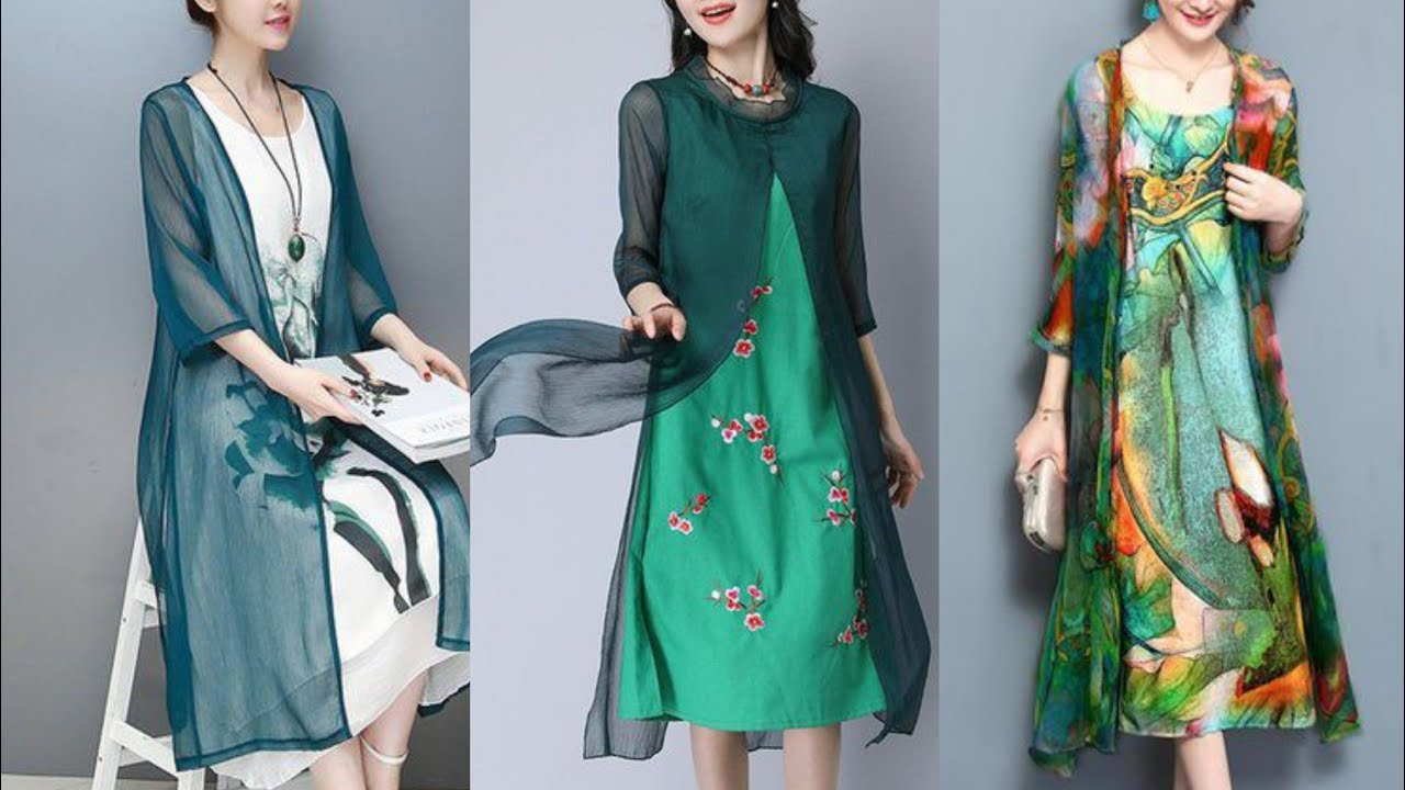 stylish floral print chiffon middi dresses with jacket designs style ...
