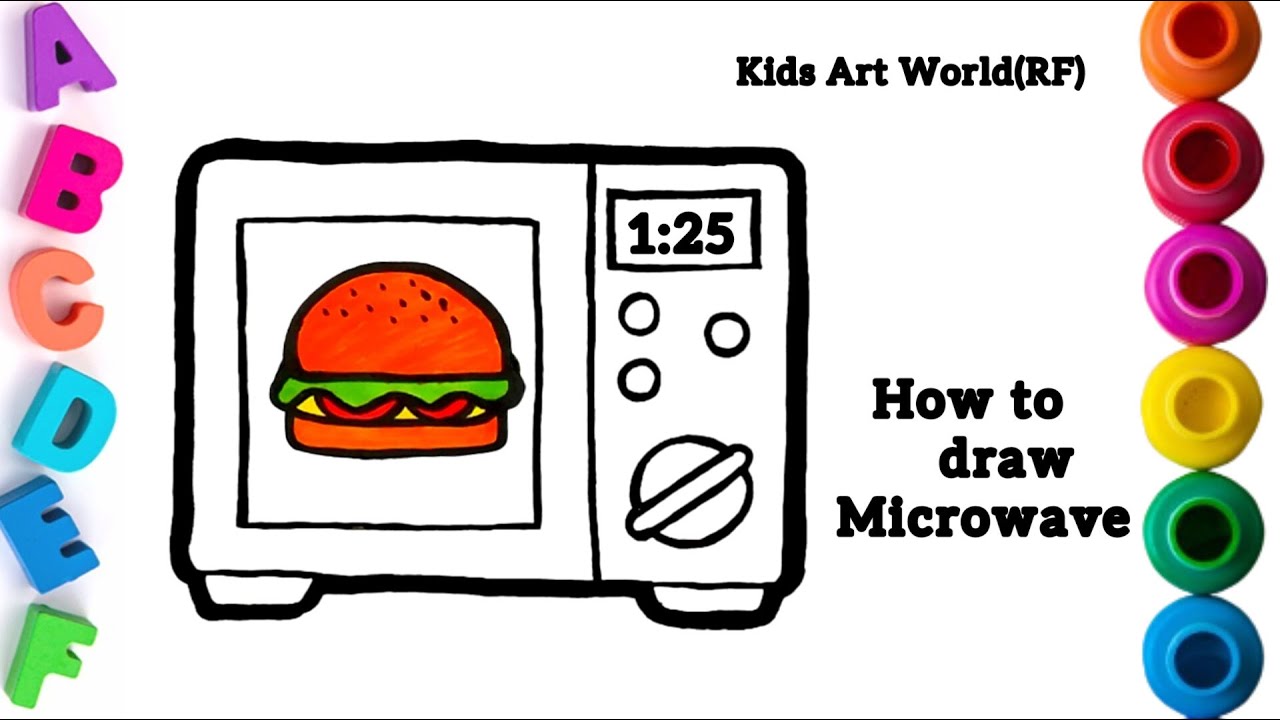 HOW TO DRAW MICROWAVE🍔,☔,ALARM CLOCK⏰|EASY DRAWING & COLORING FOR KIDS ...