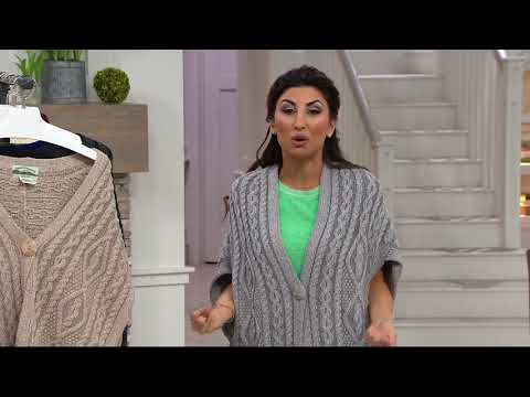 Aran Craft Merino Wool One Button Drop Shoulder Vest on QVC