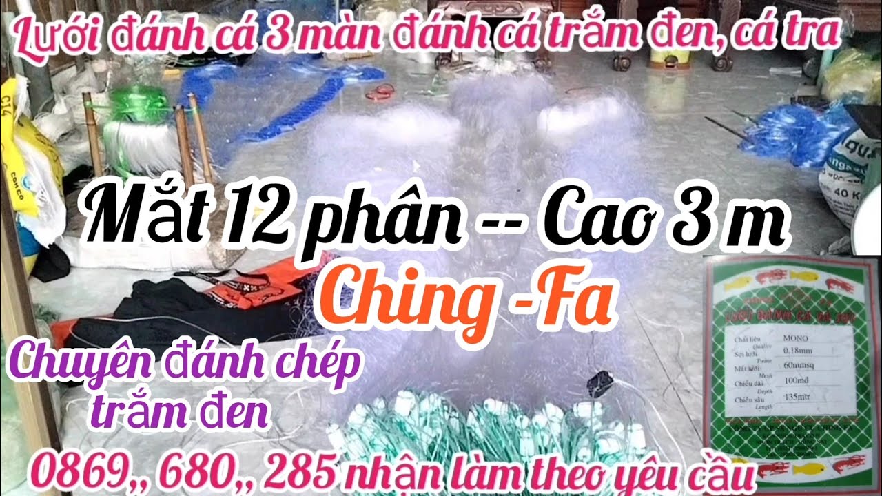 lưới đánh cá 3 màn ching fa cao 3 m - chuyên giăng cá chép cá trắm đen ...