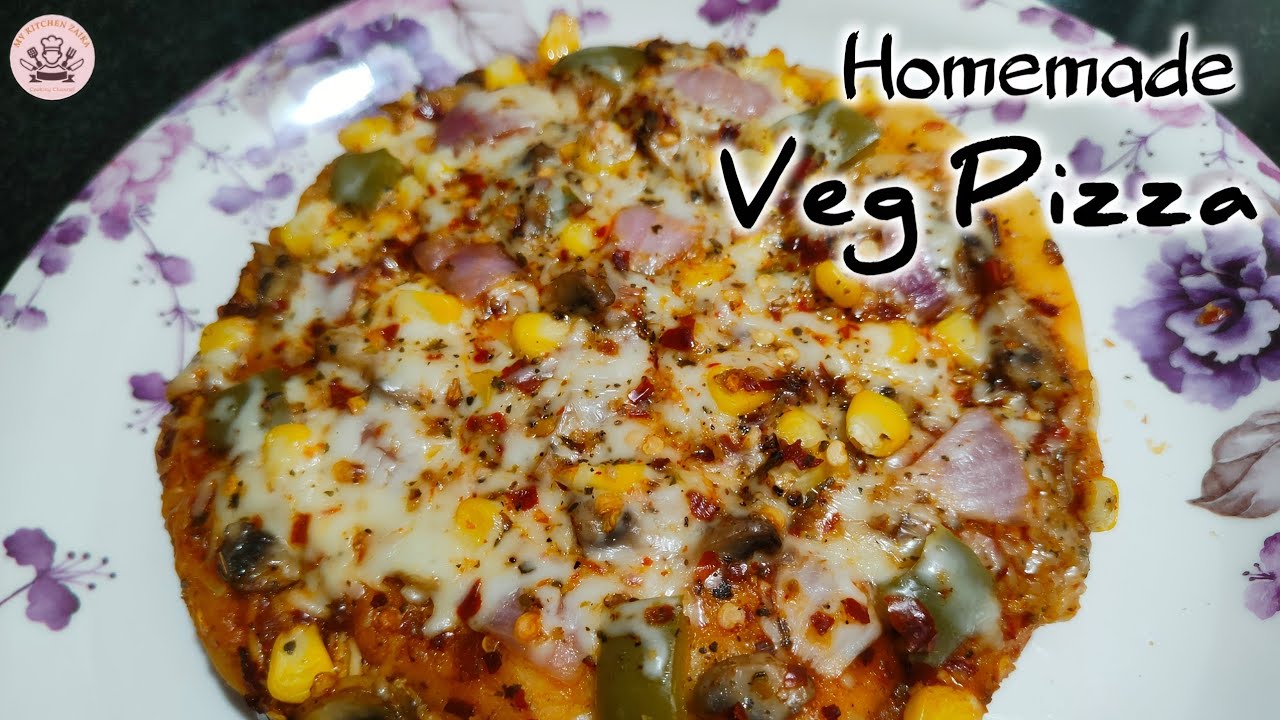 How to Make Pan Pizza without Oven @Home | Veggie Supreme Pan Crust ...