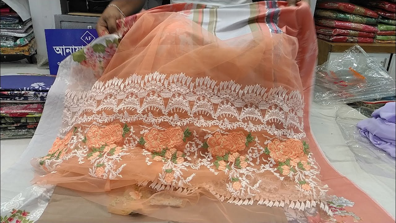 ডিজাইনার নেট ওড়না ইন্ডিয়ান ভার্সন কটন থ্রি-পিছ কিনুন ||Designer orna ...