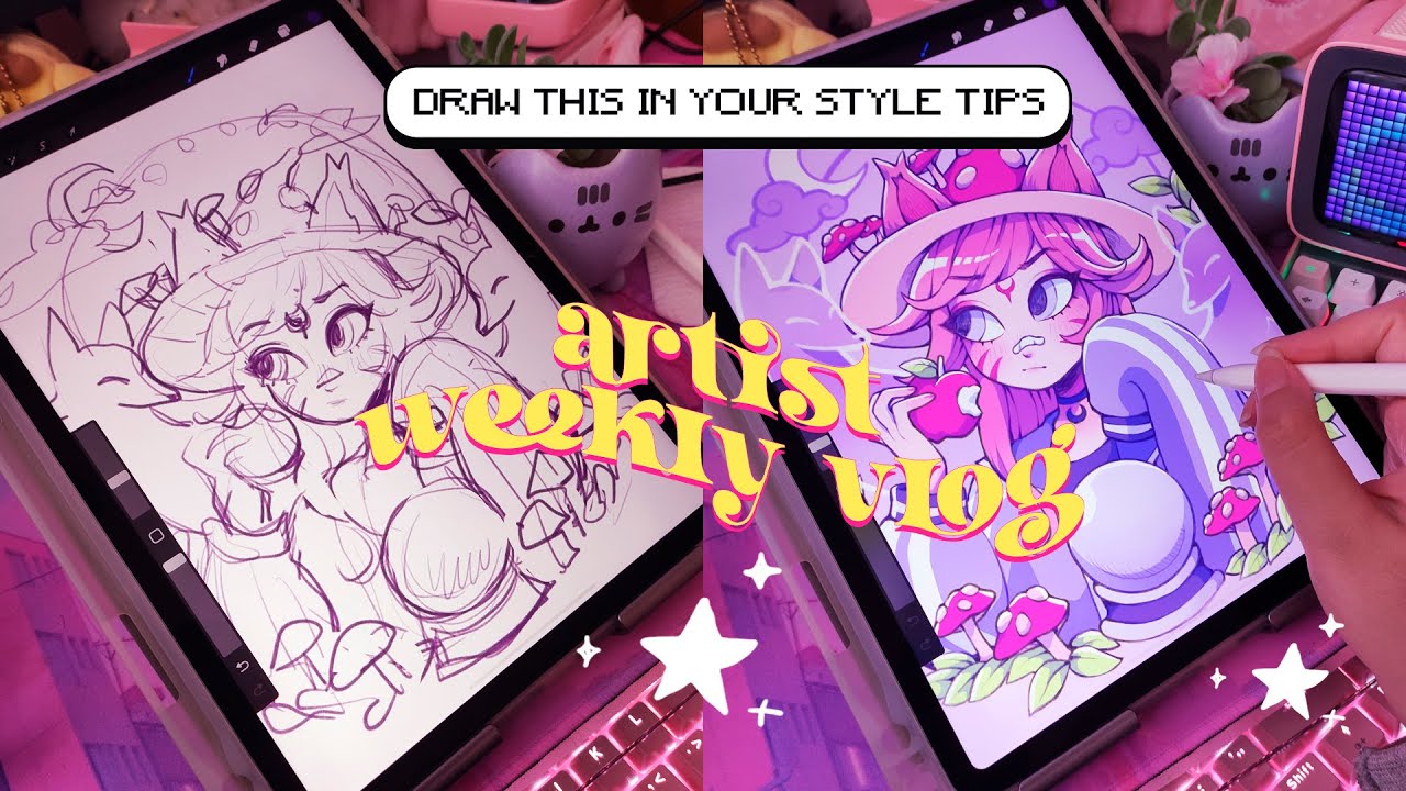 how to: draw this in your style 🌷art vlog - YouTube