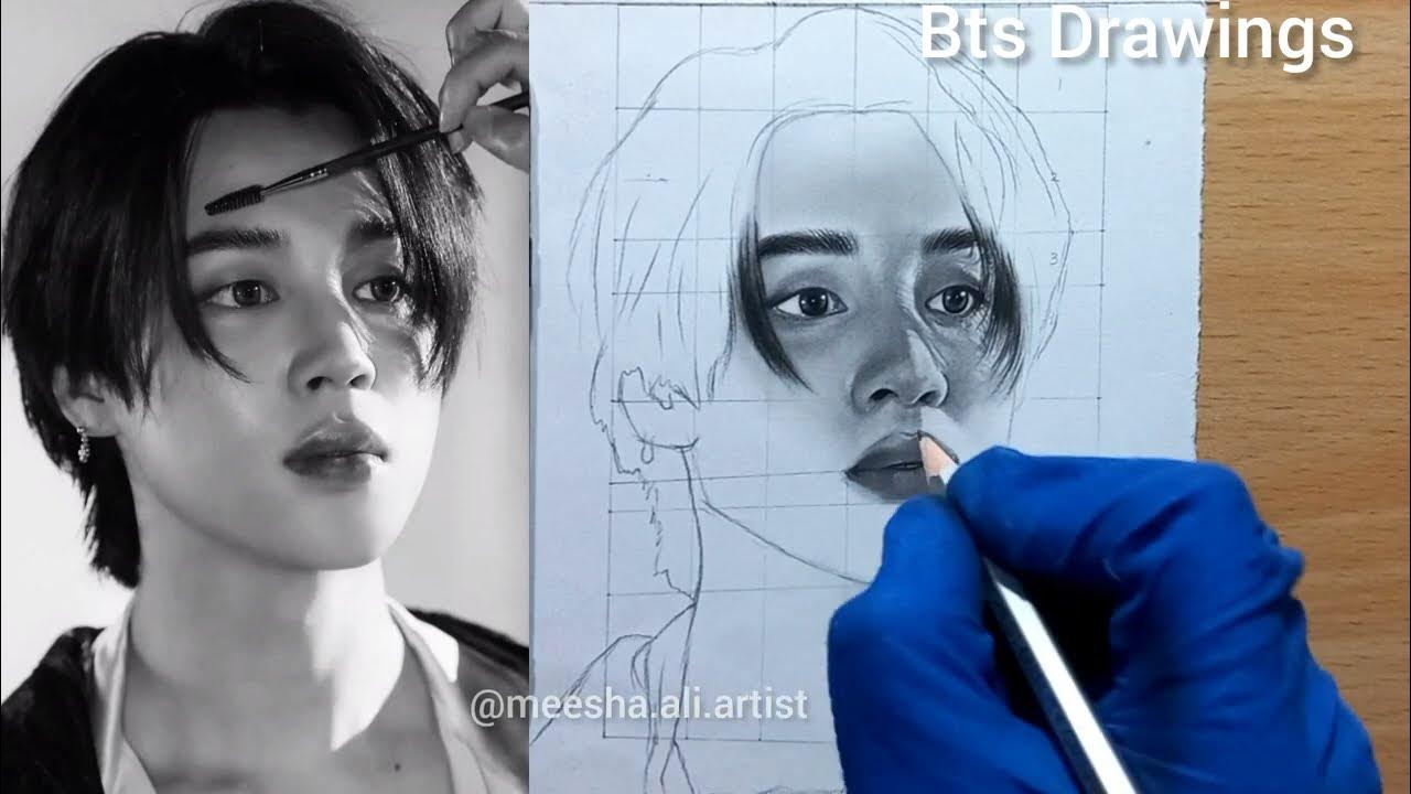 How To Draw Bts Jimin Step By Step Bts Drawings 방탄소년단 지민 Youtube